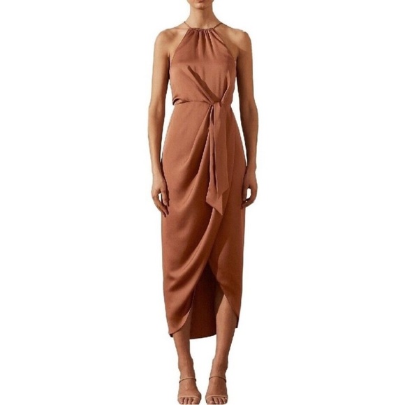 Shona Joy | Dresses | Shona Joy Luxe Tie Front Sleeveless Midi Dress ...